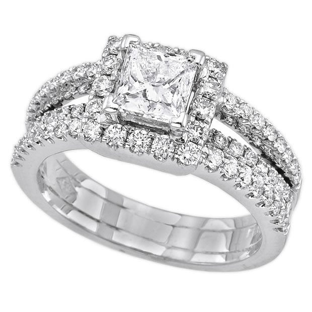 18K White Gold 1.77tcw Princess Cut Diamond Engagement Ring – Royal ...